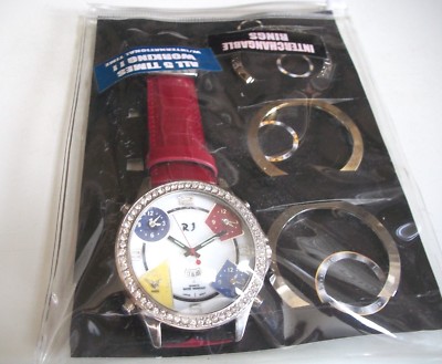 RJ CZ/Plain Bezel 5 Time Zone Date Men's Fashion Watch With Pouch ...