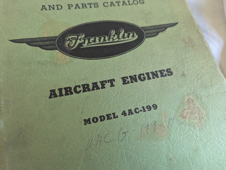 WWII Franklin Aircraft Engines Operators Handbook & Parts Catalog Model ...
