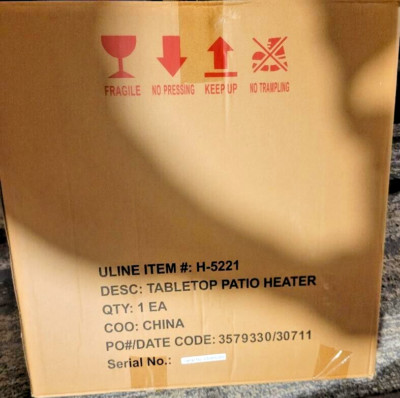 ULINE Tabletop Outdoor Patio Heater H-5221 Propane 11000 BTU 34" T | eBay