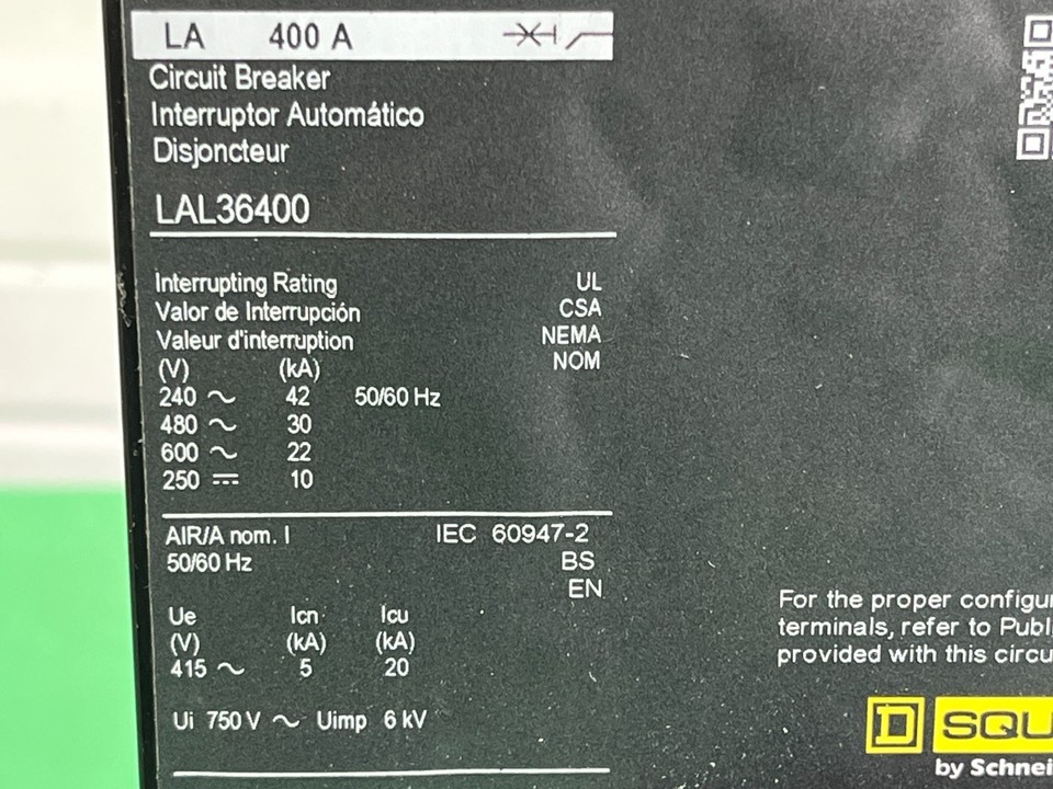 SQUARE D LAL36400 400 A 3 Phase Circuit Breaker LA 400 A Schneider 400A | eBay
