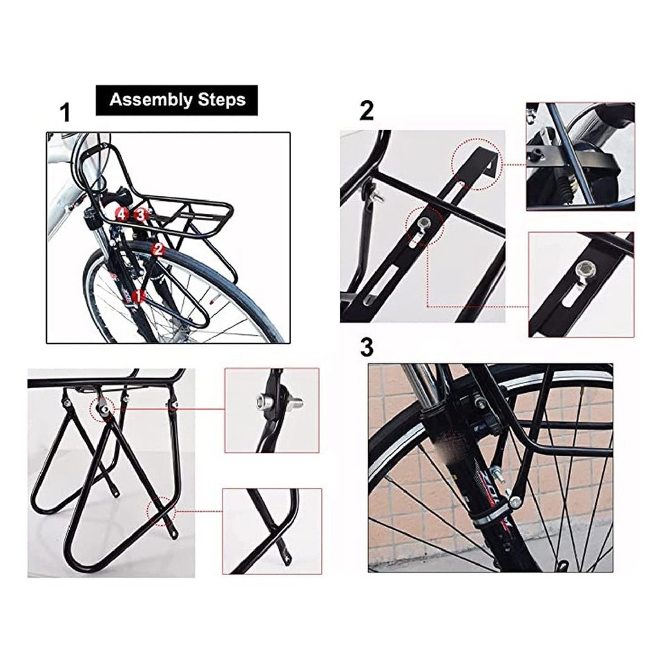 Front Rack, Steel Luggage Touring Carrier Racks 15KG Capacity ...