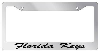 Chrome METAL License Plate Frame FLORIDA KEYS CURSIVE Auto Accessory ...