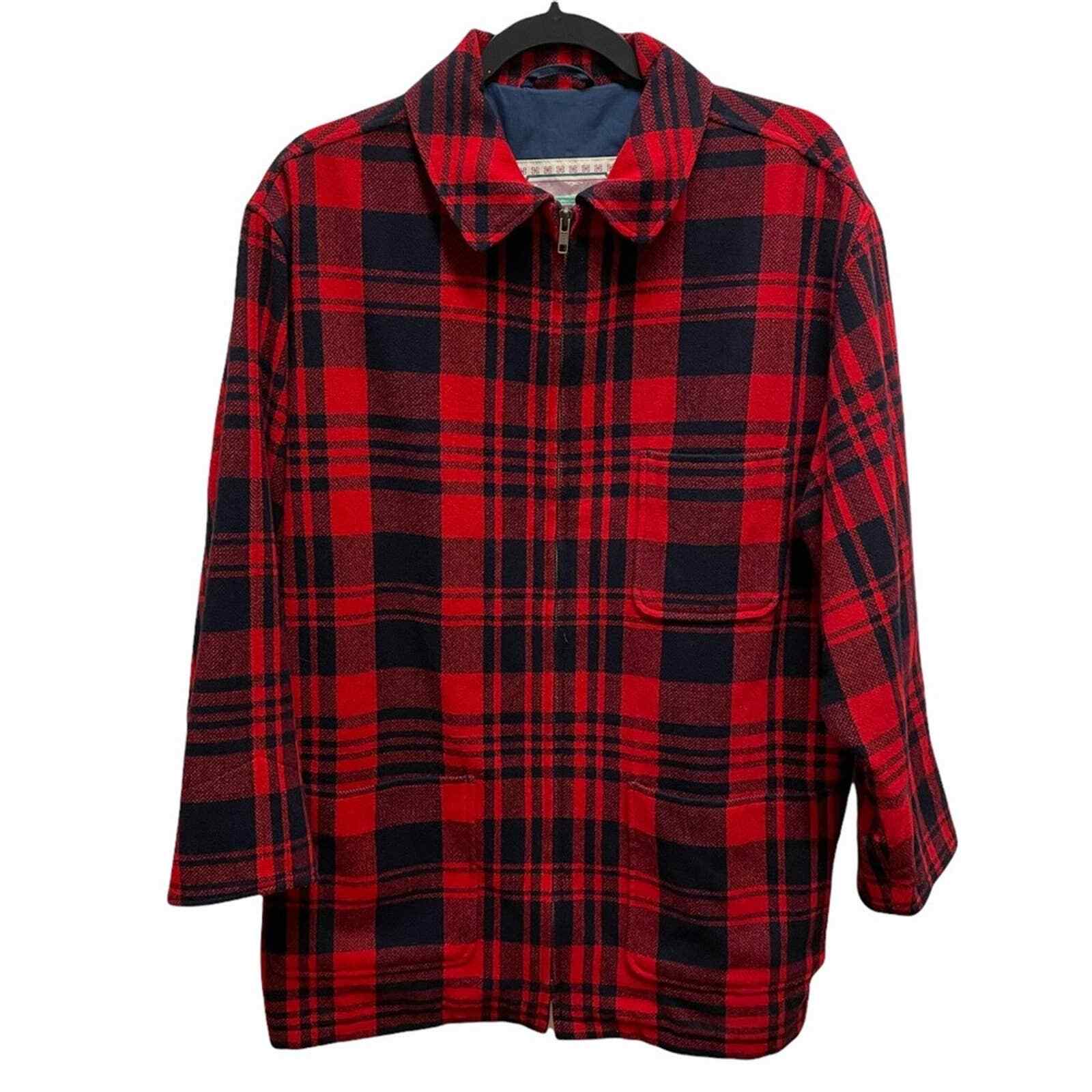 Scapa of Scotland wool blend red flannel full zip shacket coat Women's ...