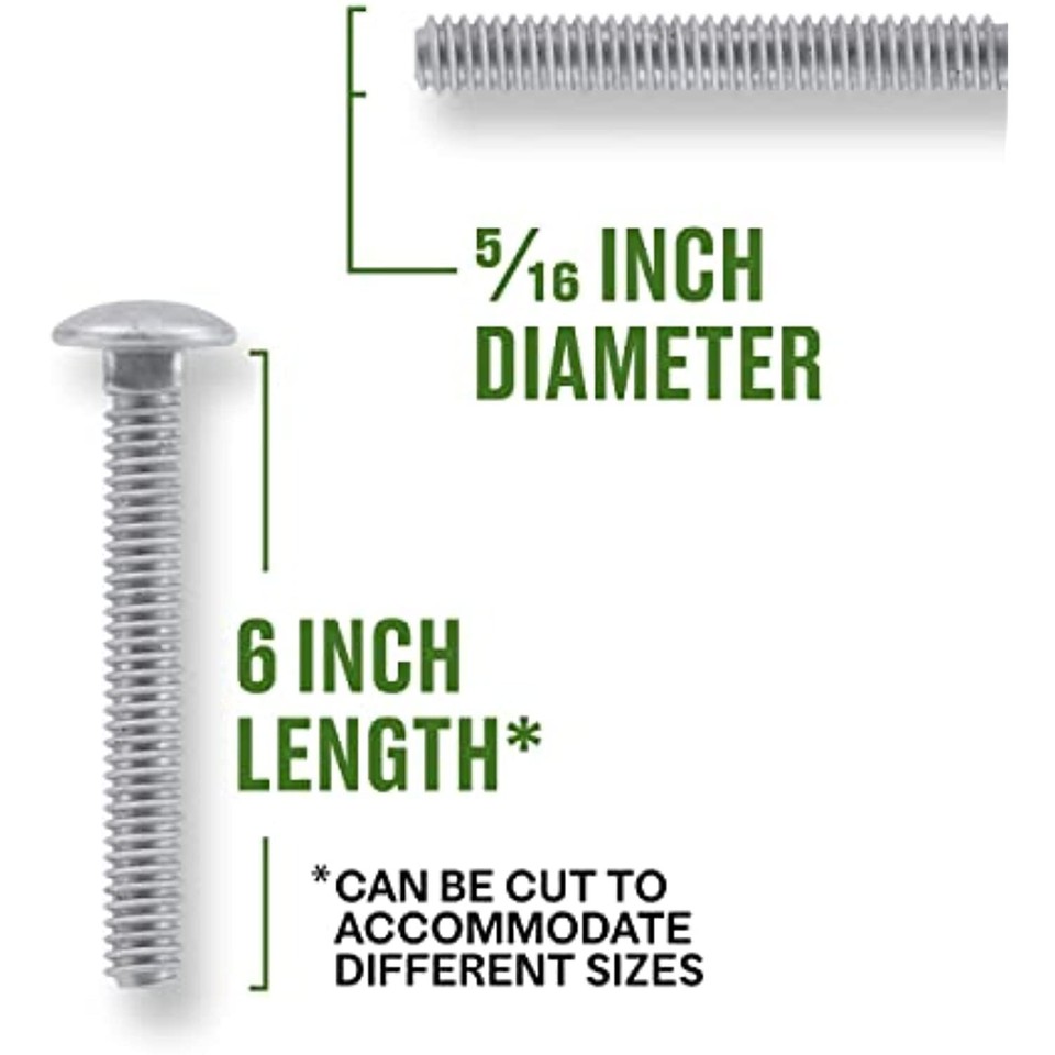 Hillman Group Galvanized Carriage Bolt 5/16” x 6”, 50 Count, Blunt ...
