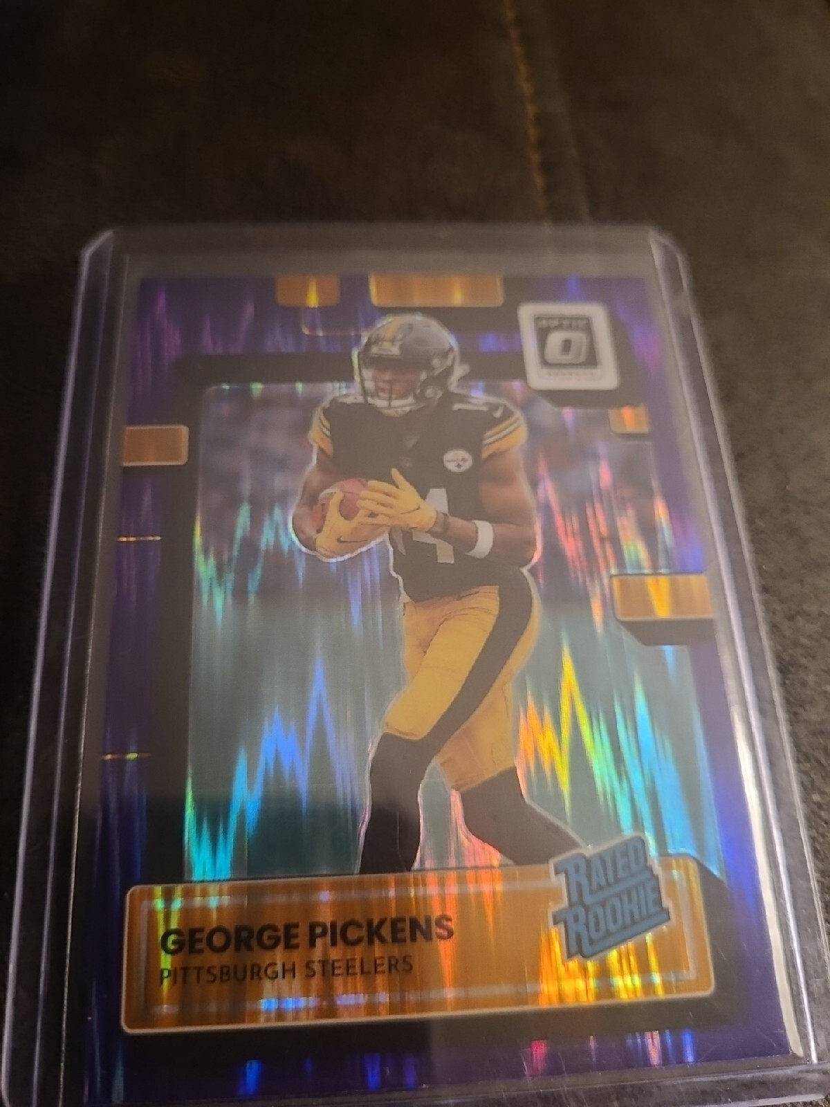 GEORGE PICKENS 2022 DONRUSS OPTIC #223 RATED ROOKIE PURPLE SHOCK PRIZM ...