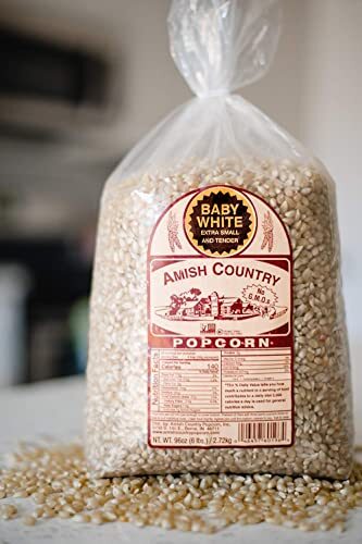 Amish Country Popcorn - Baby White 6 Pound Bag - Small & Tender Popcorn ...