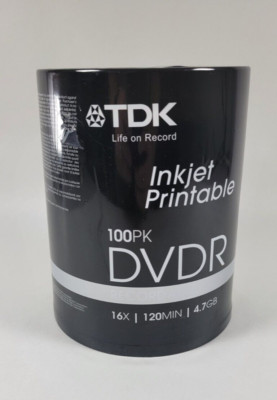 TDK DVDR 100PK Inkjet Printable Recordable NEW SEALED | eBay