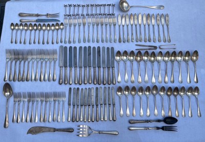 French Christofle Fidelio Baguette Flatware set for 12 total 130 pieces ...