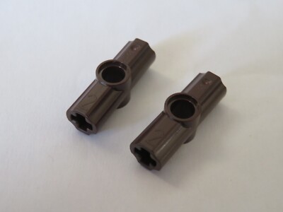 LEGO 2 x Dark Brown Technic Axle and Pin Connector Angled #2 - 180 deg ...