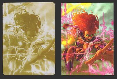2012 DC Comics The New 52 Base Card Printing Plate #47 Starfire Yellow ...