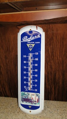 VINTAGE 70's PACKARD MOTOR CARS 27' METAL THERMOMETER SIGN - GAS OIL ...