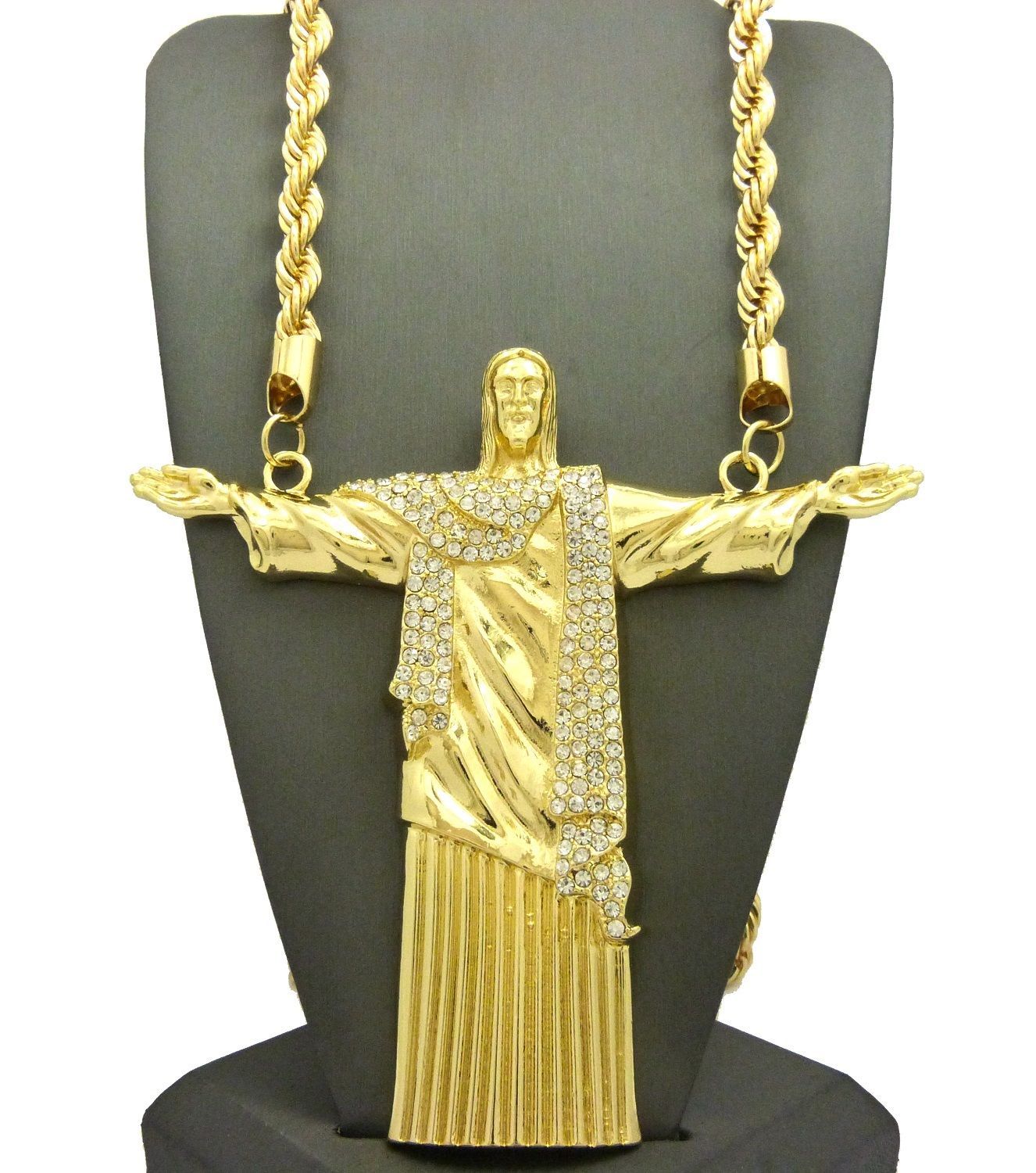MENS JUMBO LARGE JESUS CHRIST GOD REDEEMER ROPE 30" CHAIN LIL BOOSIE ...
