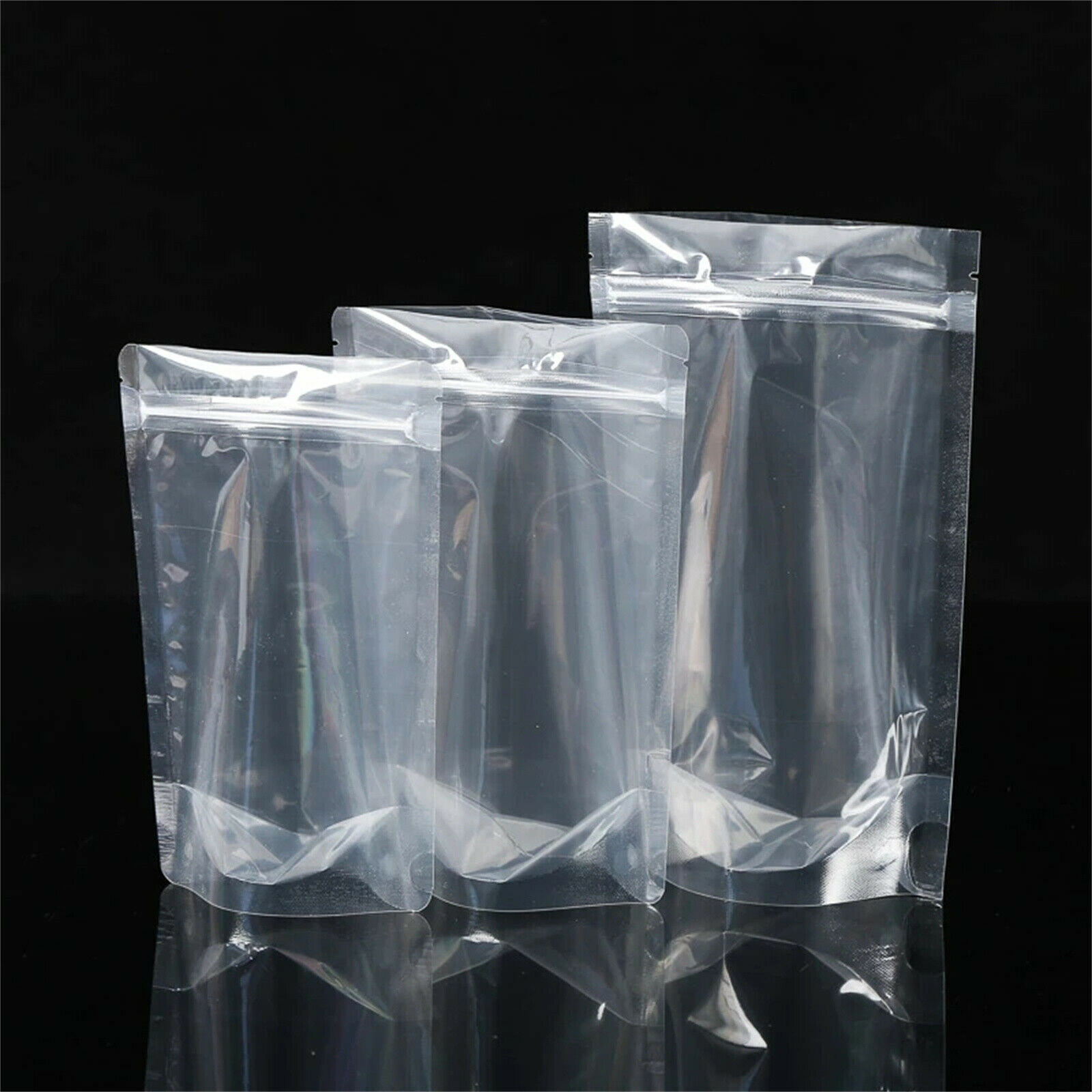 UP 500Pcs Clear Transparent Stand Up Doy Pouches Food Safe Zipper Bags ...