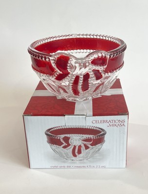 Mikasa Celebrations Ruby Red Ribbon Crystal Candy Dish Size: 4.75 ...