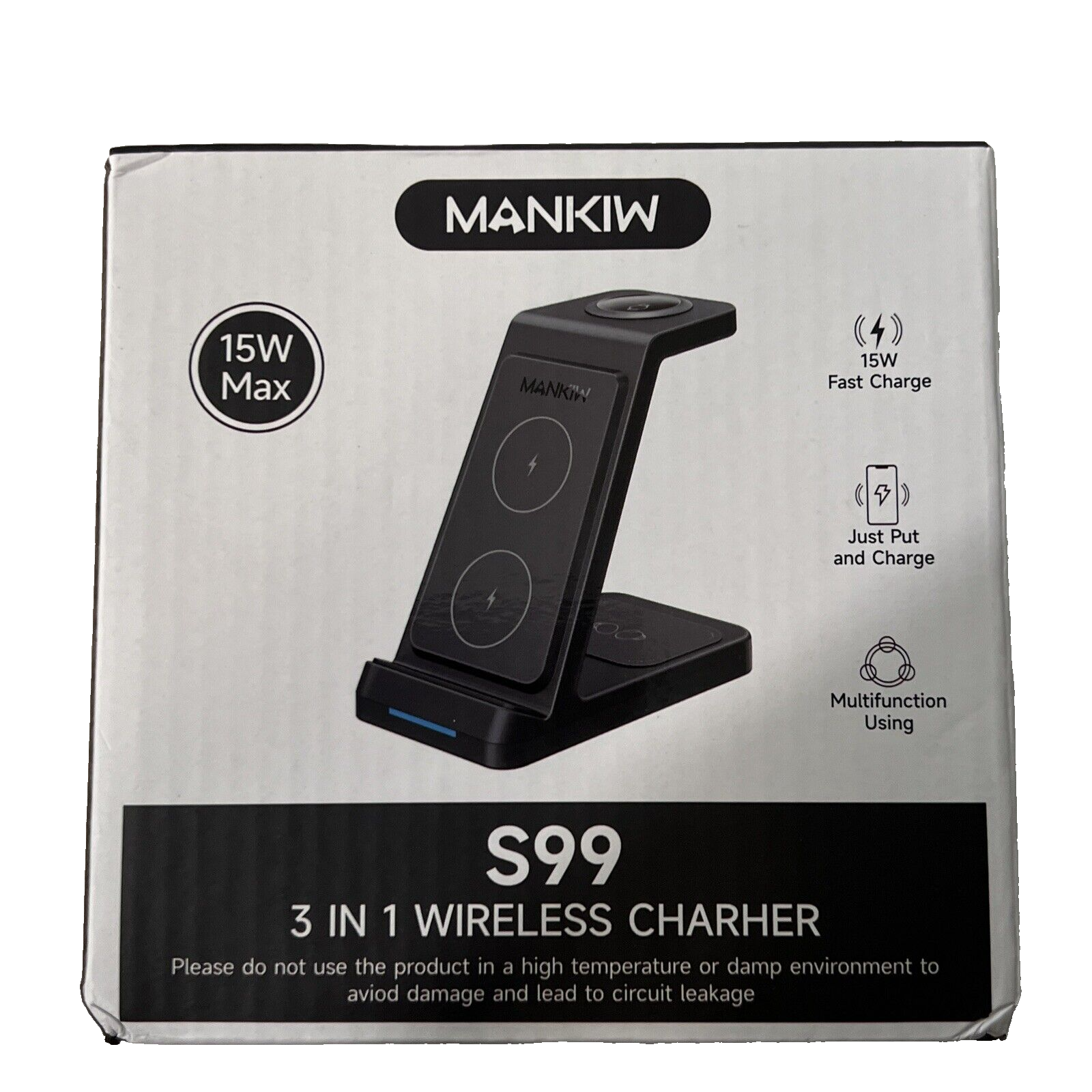 MANKIW S99 3 in 1 Wireless Fast Charger 15W Max Android Open Box | eBay
