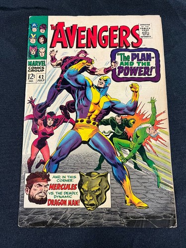 1967 July Issue #42 Marvel Avengers Silver Age Hercules vs Dragon Man ...