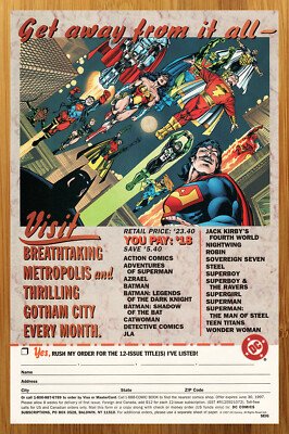 1997 DC Comics Subscription Promo Print Ad/Poster Superman Batman ...