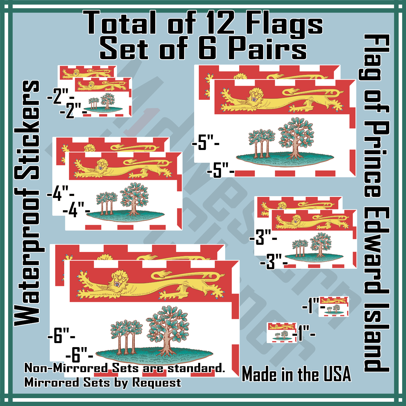 12 Prince Edward Island Canada Flags Stickers, waterproof, 6" PEI ...
