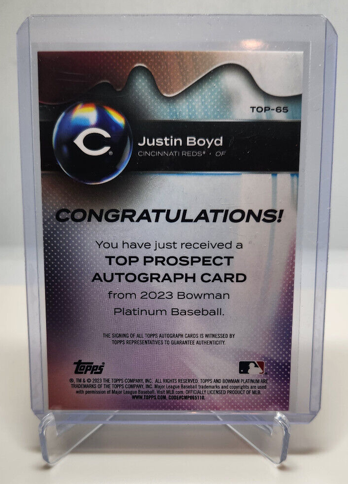 2023 Bowman Platinum TOP-65 Justin Boyd Top Prospect Auto | eBay
