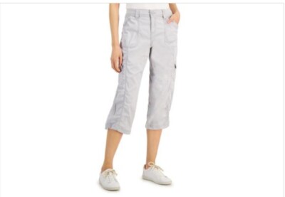 Style & Co Petite Mid Rise Bungee-Hem Capri Pants, Misty Harbor Sz- 16P ...