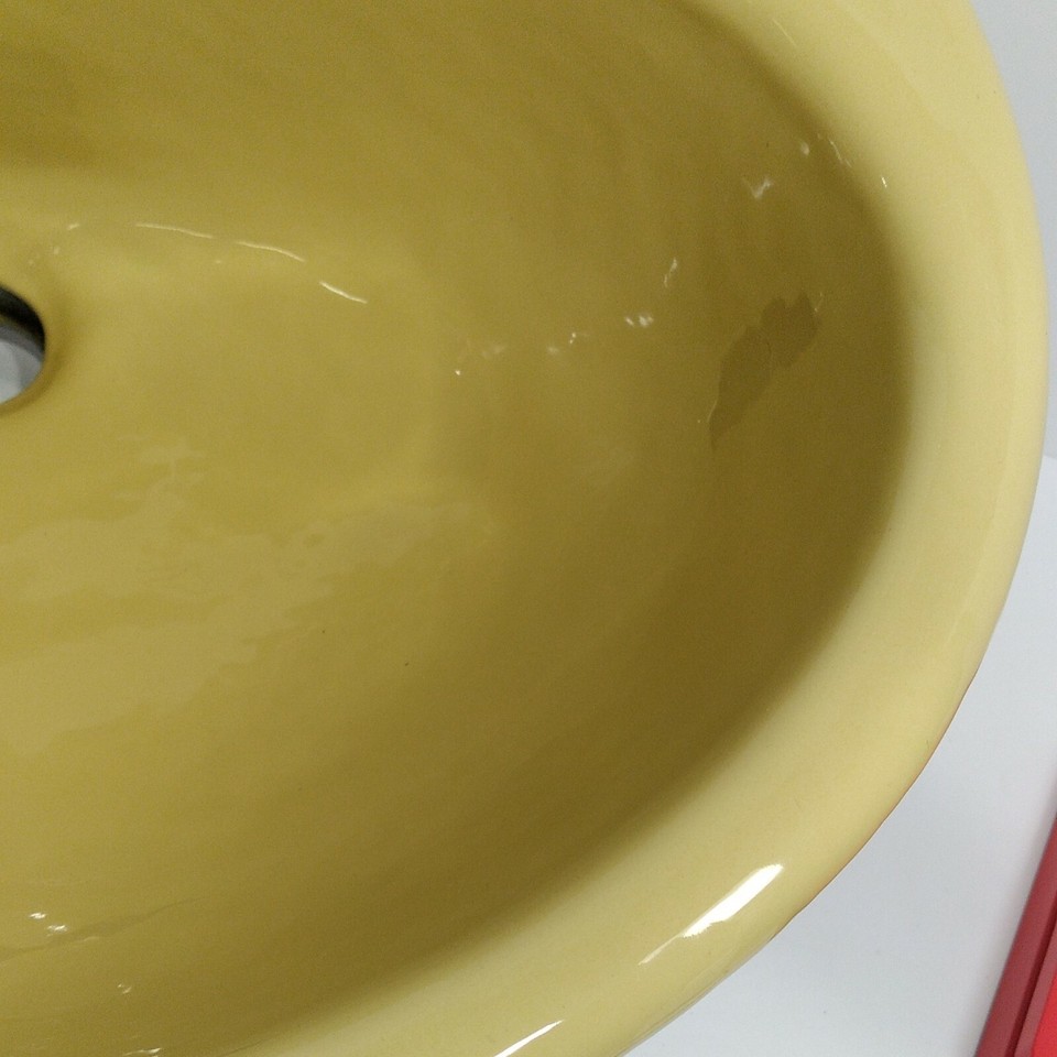 KOHLER 2904 Light Mustard Cast Iron Drop In Oval Bathroom Sink Overflow ...