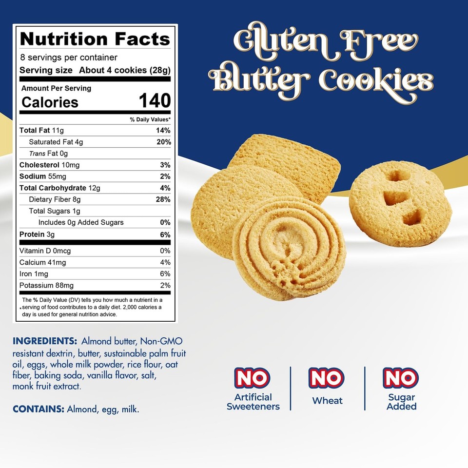 ChocZero Keto Butter Cookies - Sugar Free Danish Shortbread - 8oz ...
