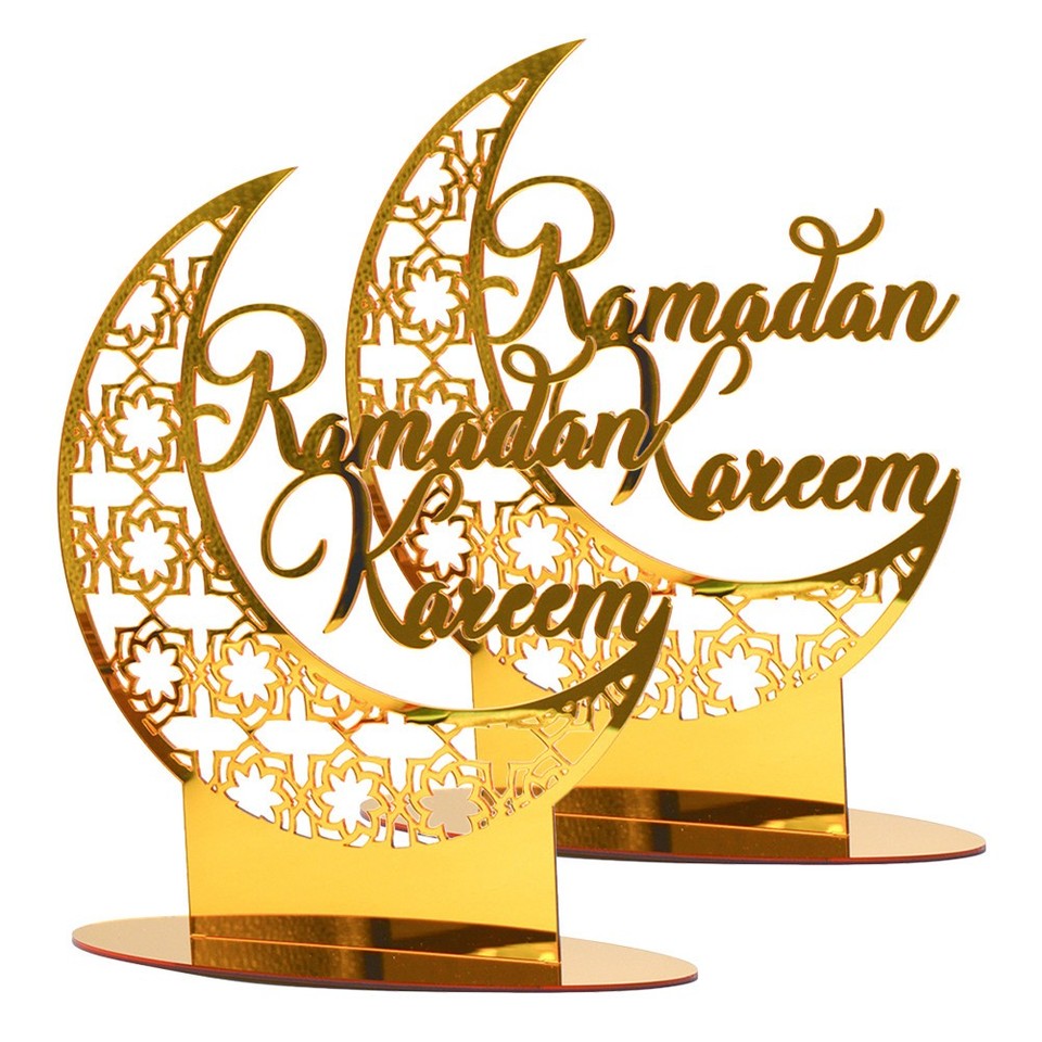 2pcs Eid Mubarak Desktop Ornament Eid Mubarak Decor Ramadan Mubarak ...