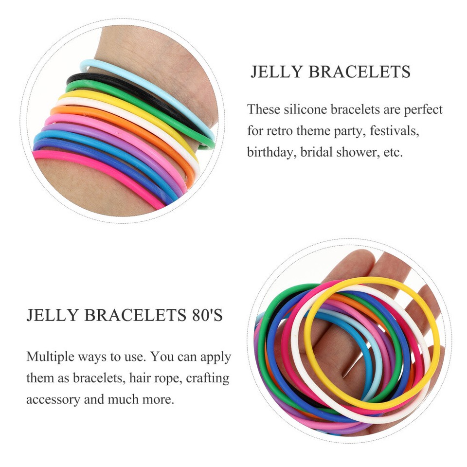 10PCS Silicone Bracelets Silicone Jelly Bracelets Rainbow | eBay