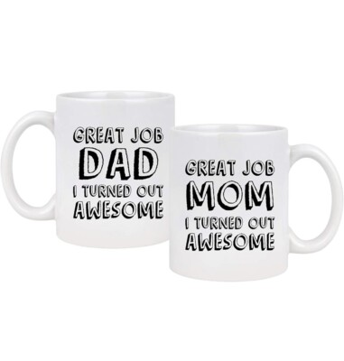Great Job Mom Dad Mugs Awesome Mom Dad Mug Funny Couple Coffee Mugs Set ...