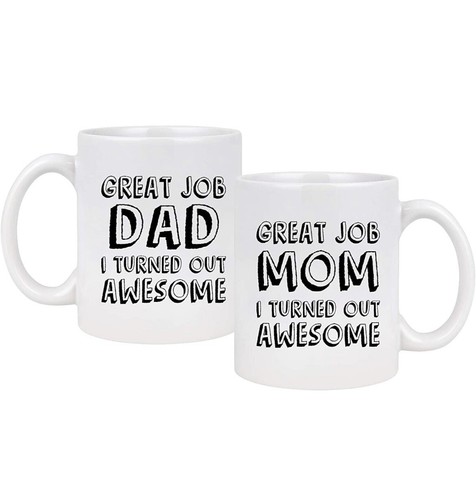 Great Job Mom Dad Mugs Awesome Mom Dad Mug Funny Couple Coffee Mugs Set ...