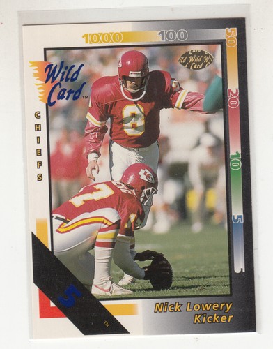 NICK LOWERY 1992 Wild Card NFL #79 Parallel 5 Stripe Kansas City Chiefs ...