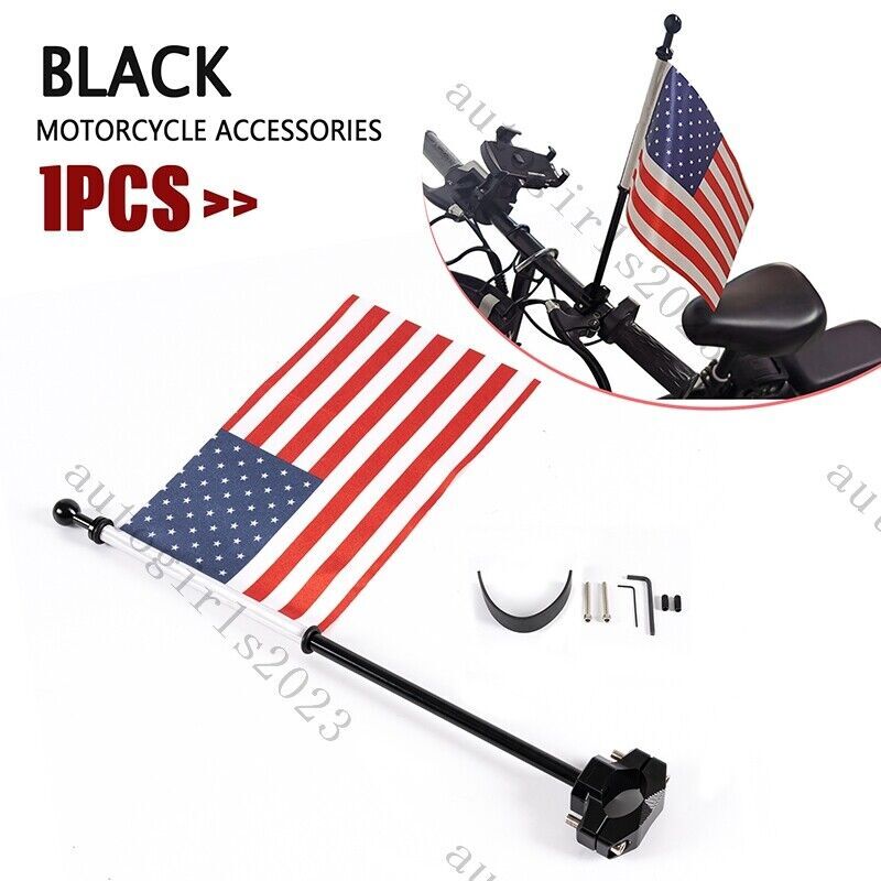 Universal Motorcycle Bike American USA Flag pole Luggage Rack Mount New ...
