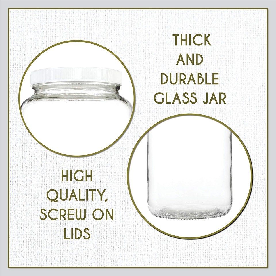 1 Gallon Extra Large Glass Mason Jar - Wide Mouth with Airtight Lid ...