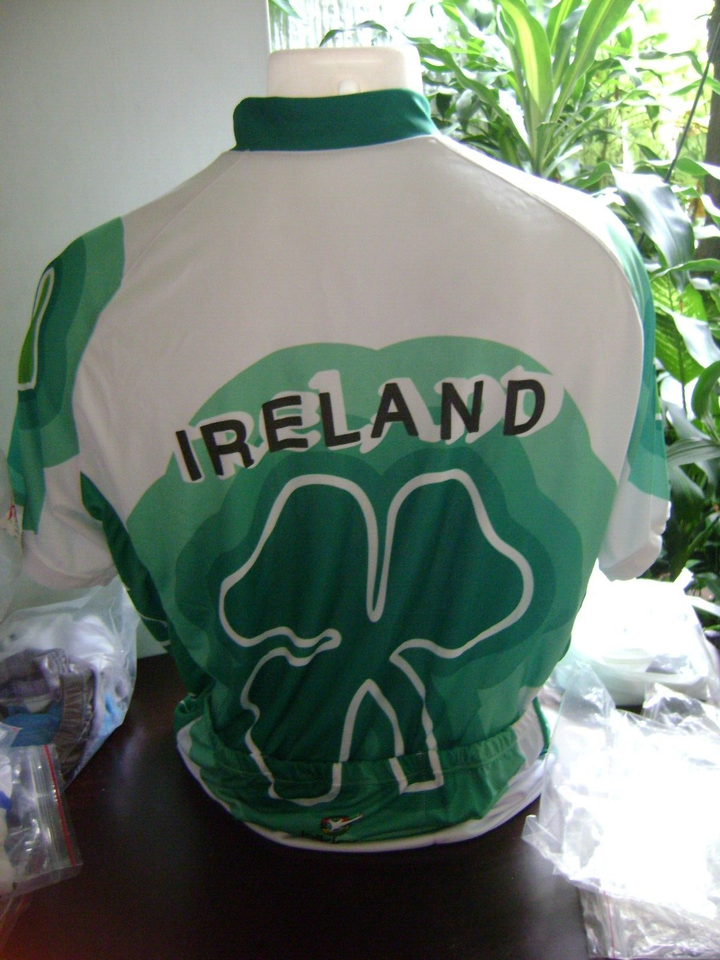IRELAND BIKE JERSEY IRISH CYCLING SHIRT SIZE L COOL JERSEY LUCKY CLOVER ...