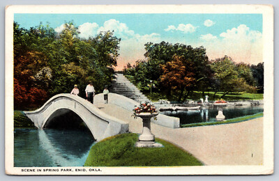 A791 Vintage Postcard Spring Park Scene Scenic Enid Oklahoma Water ...