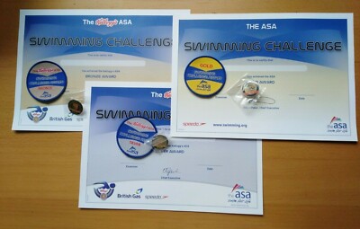 ASA Swimming Challenge - Choice of Certificate, Cloth Badge & Enamel ...