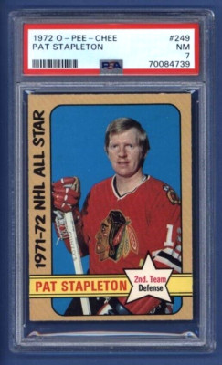 1972-73 OPC #249 PAT STAPLETON (as) PSA 7 NM Chicago Blackhawks *ALL ...