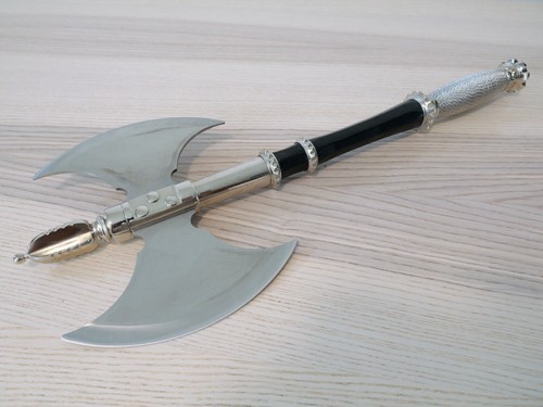 21” Battle Axe Heavy Duty Steel Wood Thick Display Plaque Double Headed ...