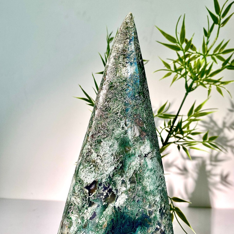 5.26LB Natural Water Grass Agate Crystal Products Water Drop Polishing ...