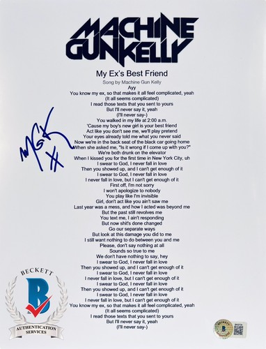 MACHINE GUN KELLY MGK SIGNED MY EX’S BESTFRIEND LYRIC SHEET AUTOGRAPHED ...