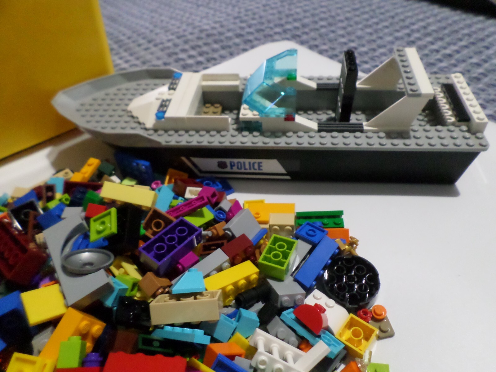 BULK LOT LEGO MIXED PIECES & POLICE BOAT & LEGO CONTAINER | eBay