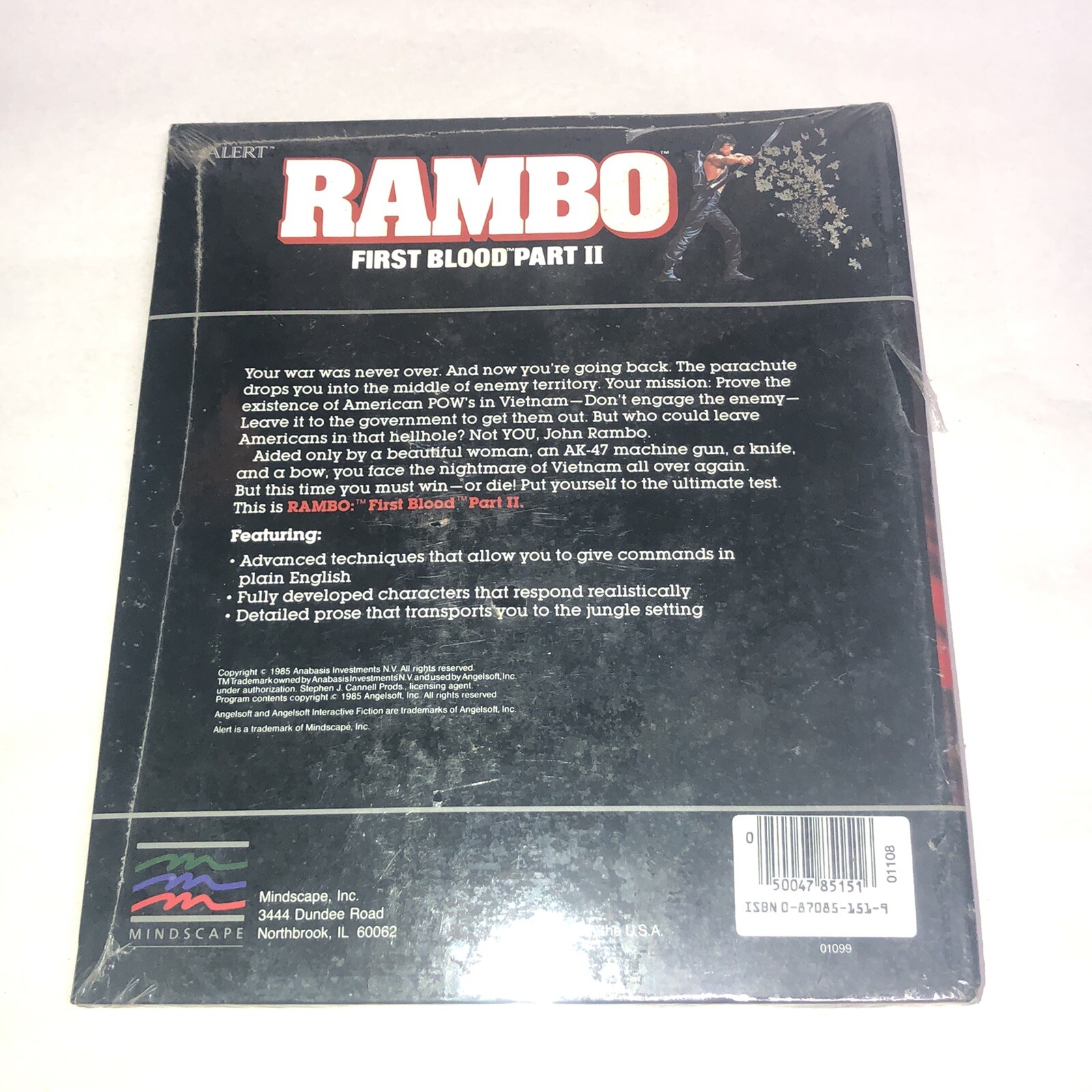 RAMBO FIRST BLOOD PART II MACINTOSH Mindscape Computer Game! BRAND NEW ...