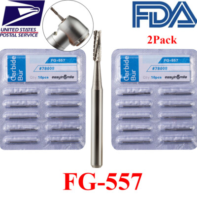 2X Dental FG Surgical Burs 557 Cross Cut Fissure FG557 Endo Drill For ...