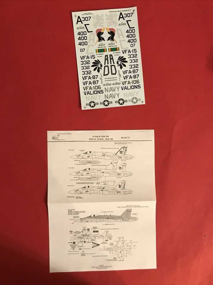Microscale Decal 32-72 1:32 for F-18 LOW VISIBILITY for VFA-15, VFA-67 ...