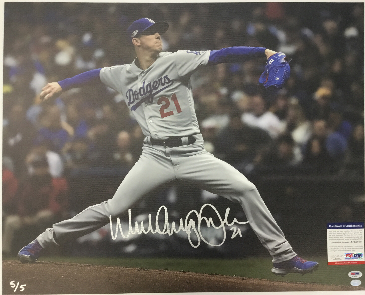 DODGERS WALKER ANTHONY BUEHLER FULL NAME SIGNED 5/5 20X24 UNFRAMED ...