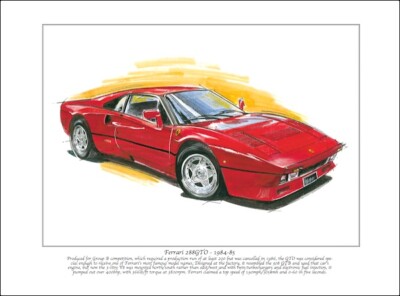 FERRARI 288 GTO 1984-85 - Fine Art Print A4 size - Classic Italian V8 ...