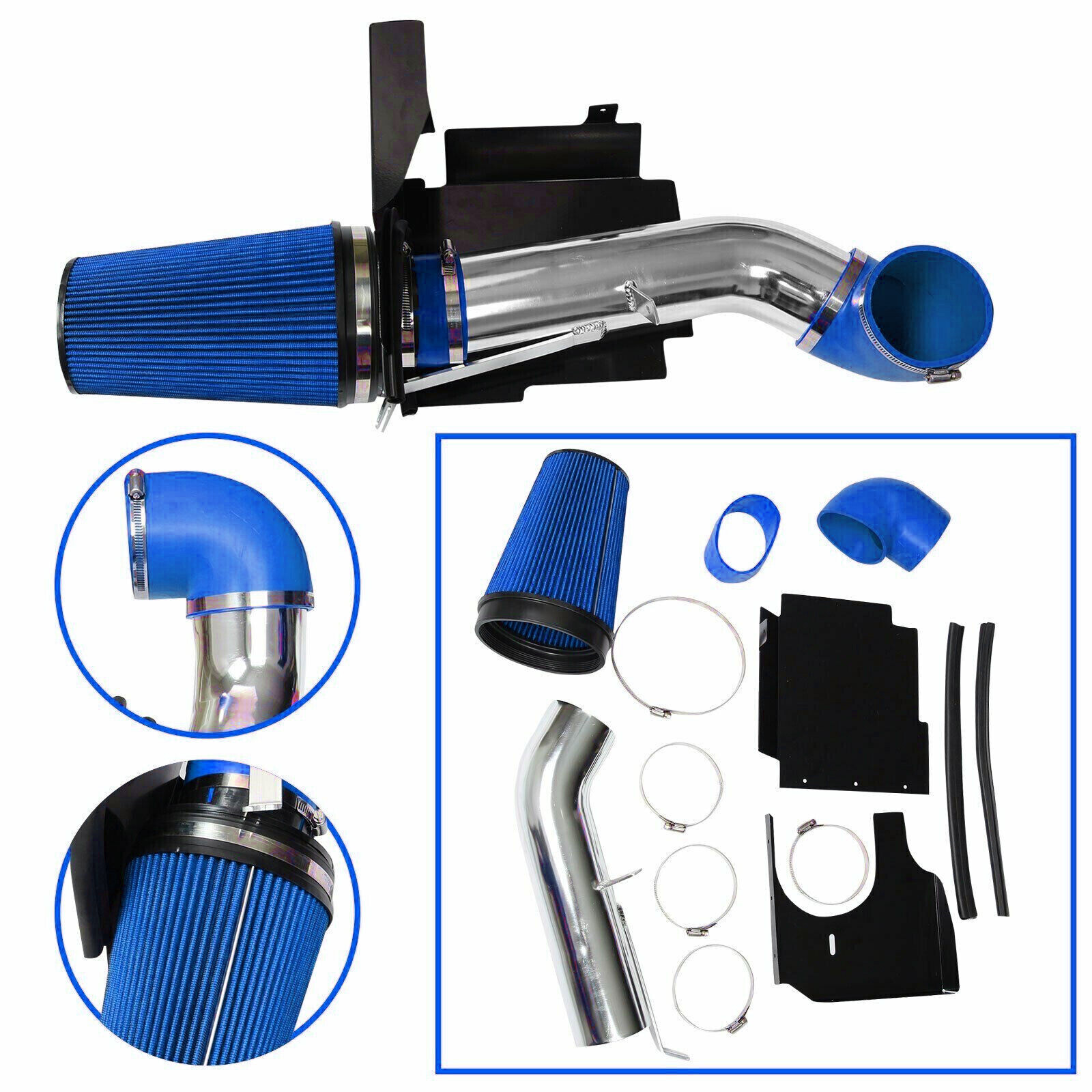 4" Inch Cold Air Intake Kit Heat Shield For 99-06 Silverado V8 4.8L/5 ...