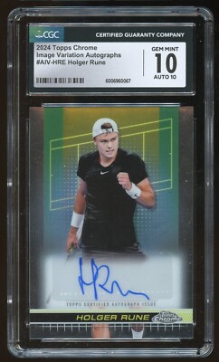 Holger Rune signed 2024 Topps Chrome Image Variation Autographs CGC ...