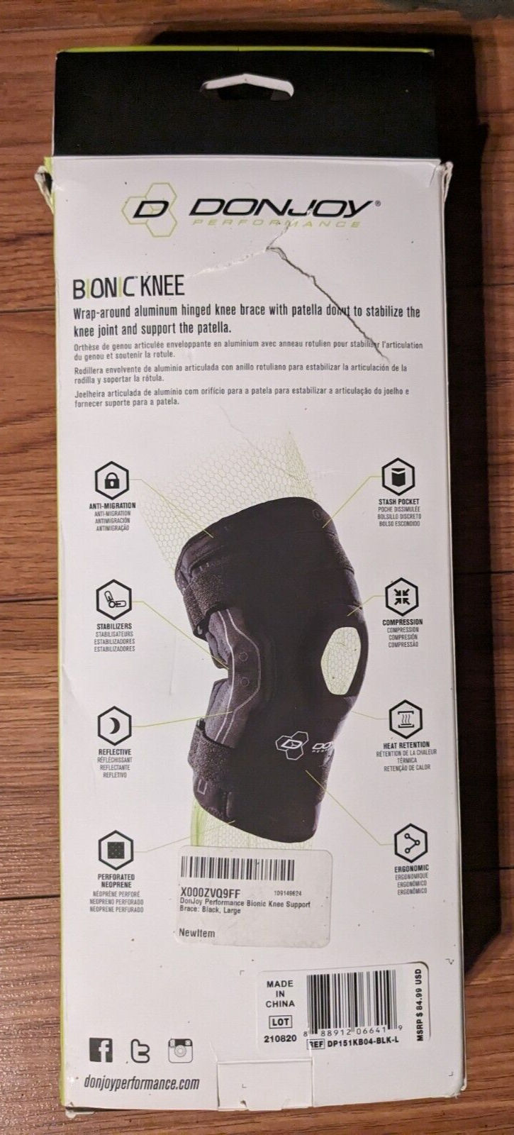 DonJoy Bionic Knee Brace (Black/Large) - Bilateral Hinged Knee Wrap ...