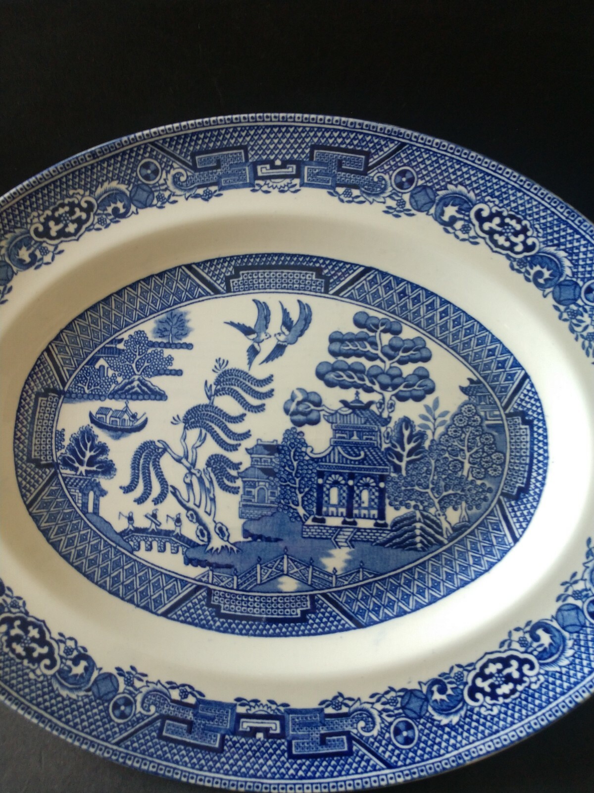 Vintage W.R. Midwinter Ltd Blue Willow 12" Oval Serving Plate Platter ...